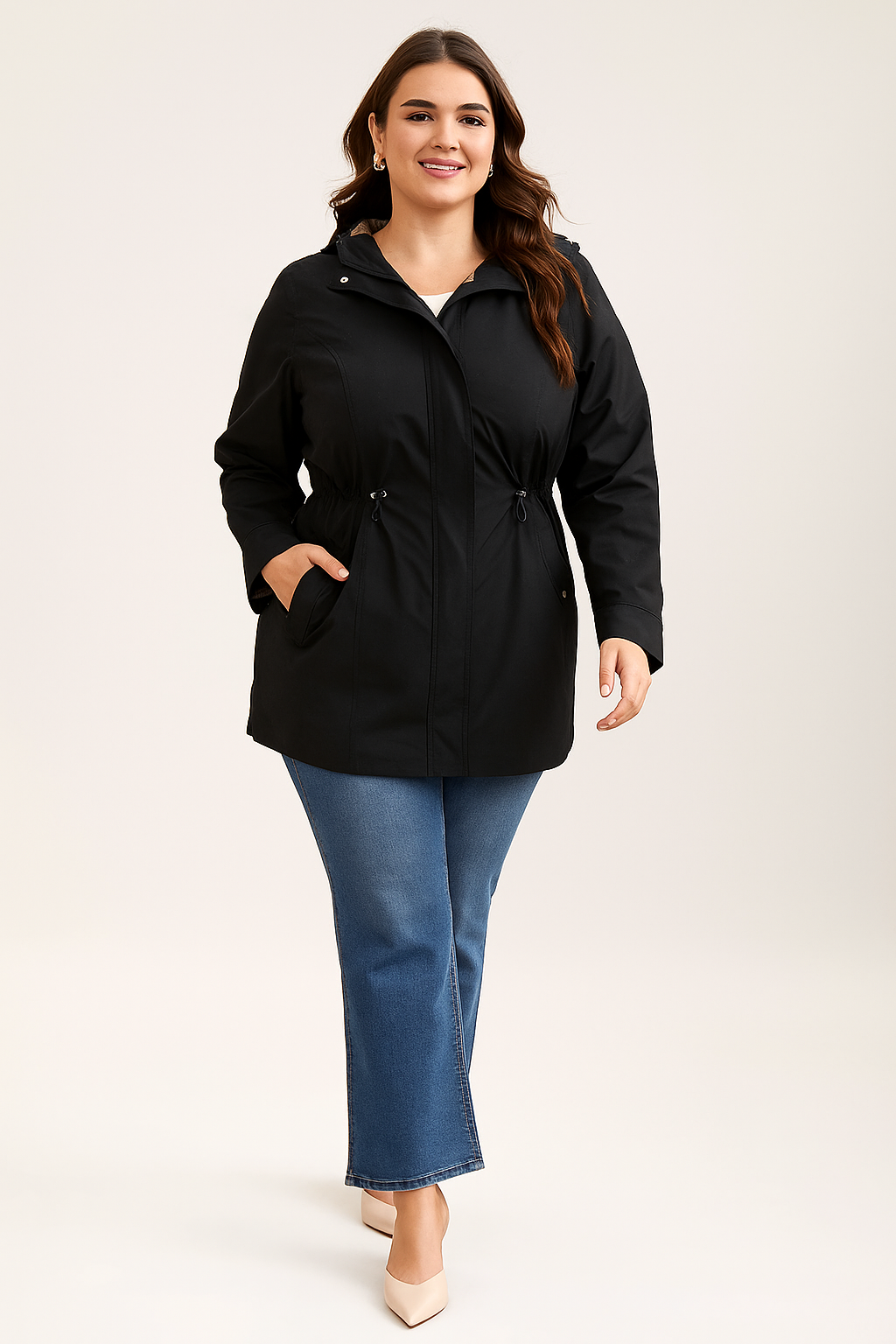 Elvessa Plaid Rain Jacket | Waterproof Hooded Windbreaker