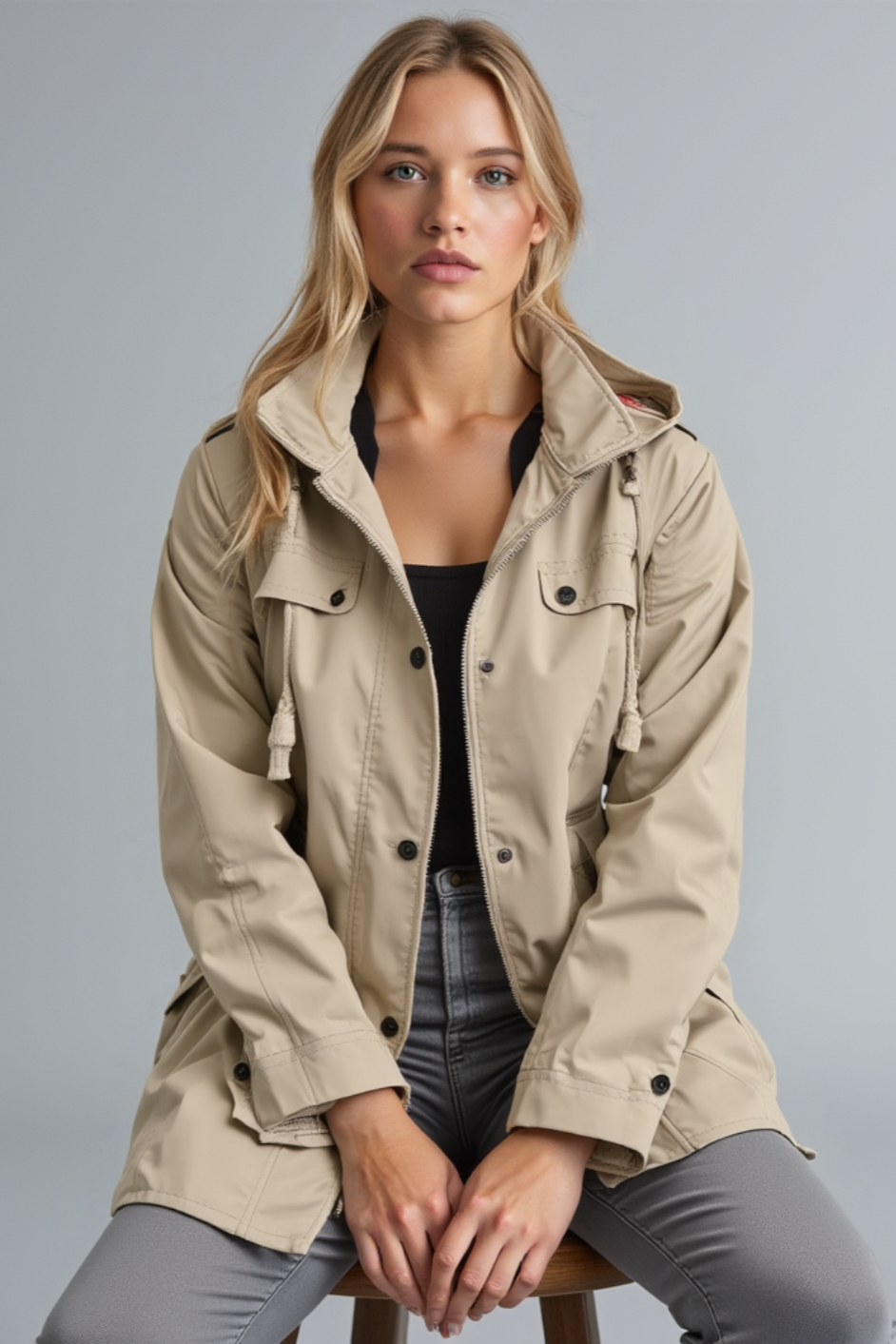 Elvessa Plaid Rain Jacket | Waterproof Hooded Windbreaker