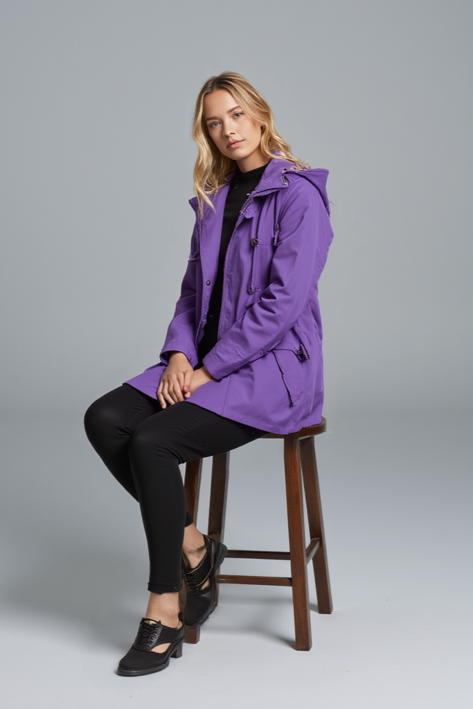 Elvessa Plaid Rain Jacket | Waterproof Hooded Windbreaker
