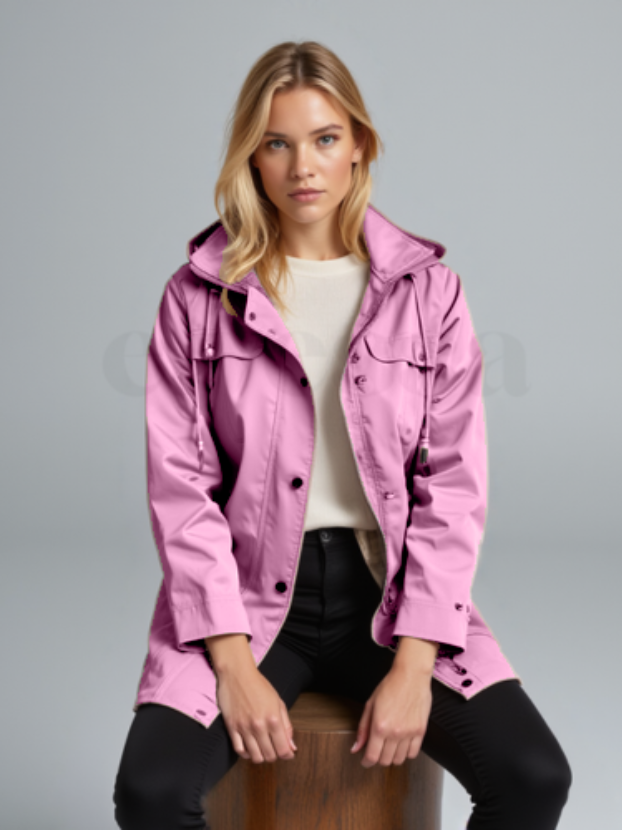 Elvessa Plaid Rain Jacket | Waterproof Hooded Windbreaker