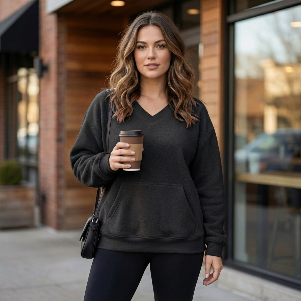 Hoodless V-Neck Sweatshirt – Elvessa
